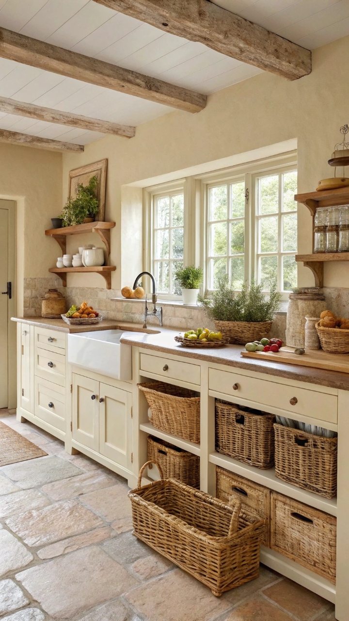 15 Cozy Kitchen Ideas with Antique Cream Cabinets and Warm Details ...