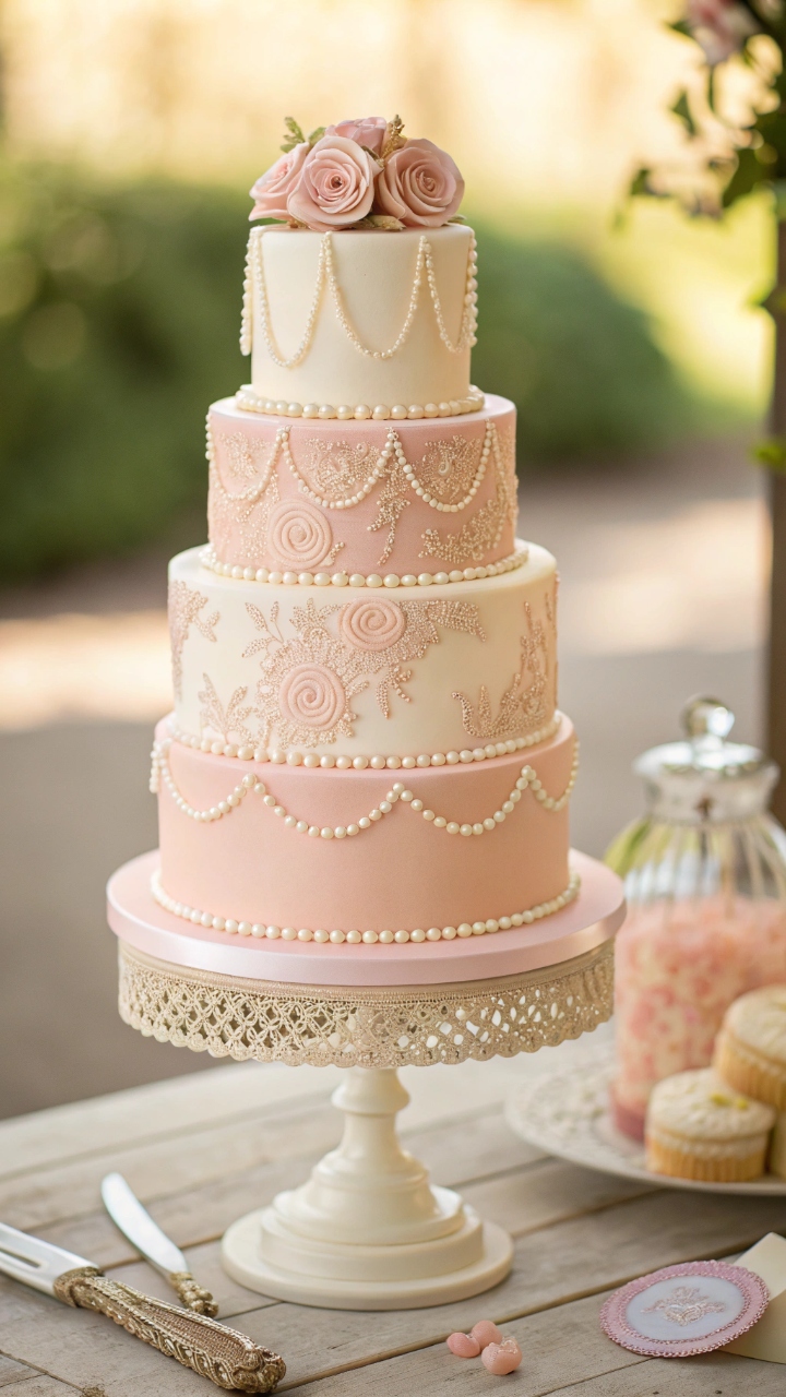 15 Vintage 25th Anniversary Cake Designs With Lace & Pearls - Cooking ...