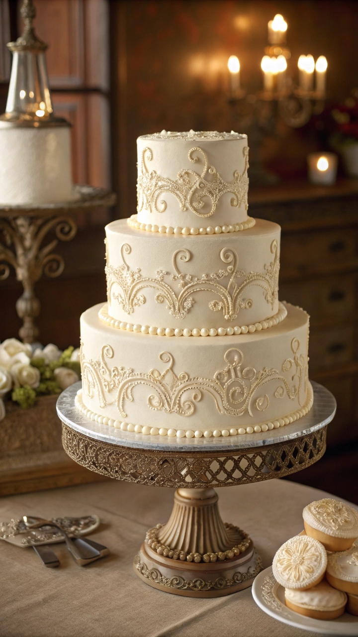 15 Vintage 25th Anniversary Cake Designs With Lace & Pearls - Cooking ...