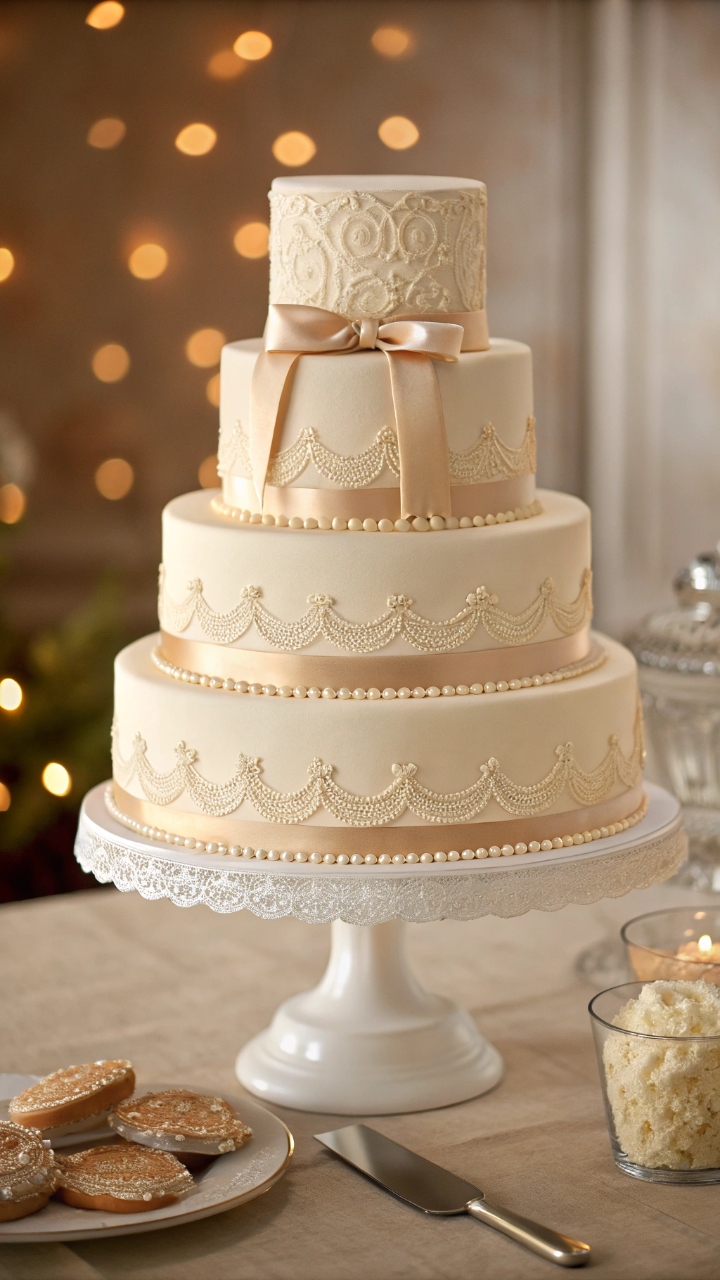 15 Vintage 25th Anniversary Cake Designs With Lace & Pearls - Cooking ...